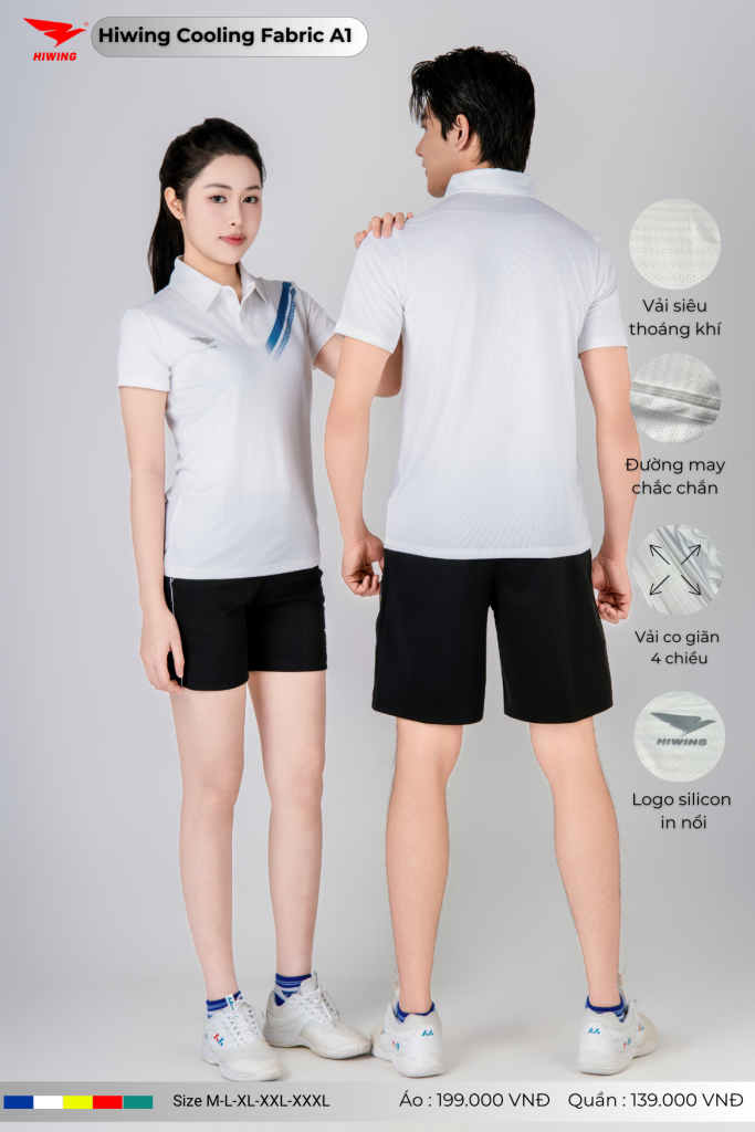 Áo Bóng Chuyền,Cầu Lông,Pickleball Hiwing Cooling Fabric A1 Nam Màu Trắng New 2025 - Sỉ áo bóng ...