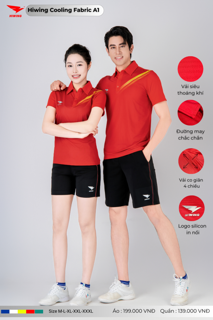 Áo Bóng Chuyền,Cầu Lông,Pickleball Hiwing Cooling Fabric A1 Nam Màu Đỏ New 2025 - Sỉ áo bóng ...