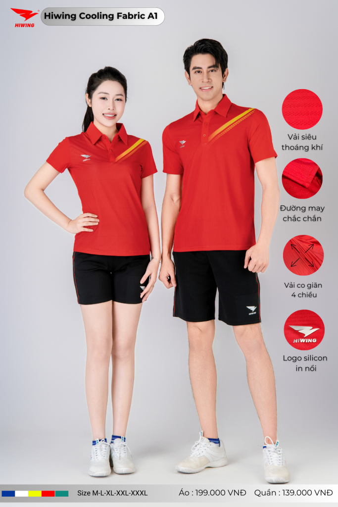 Áo Bóng Chuyền,Cầu Lông,Pickleball Hiwing Cooling Fabric A1 Nam Màu Đỏ New 2025 - Sỉ áo bóng ...