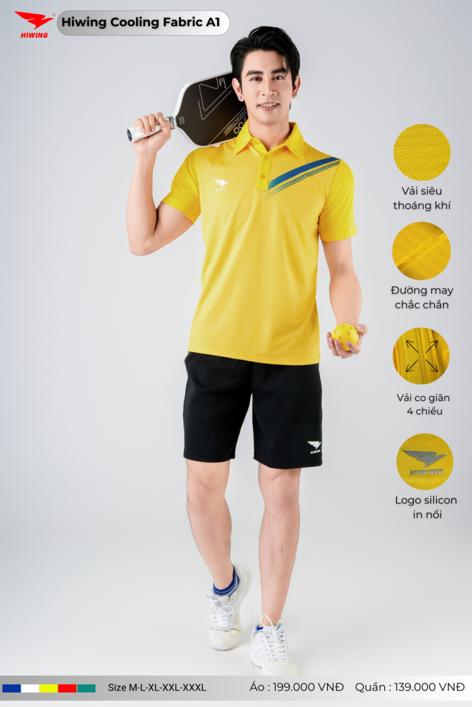 Áo Bóng Chuyền,Cầu Lông,Pickleball Hiwing Cooling Fabric A1 Nam Màu Vàng New 2025 - Sỉ áo bóng ...