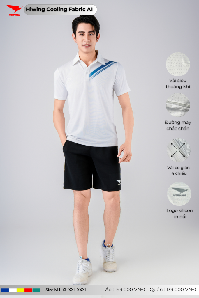 Áo Bóng Chuyền,Cầu Lông,Pickleball Hiwing Cooling Fabric A1 Nam Màu Trắng New 2025 - Sỉ áo bóng ...