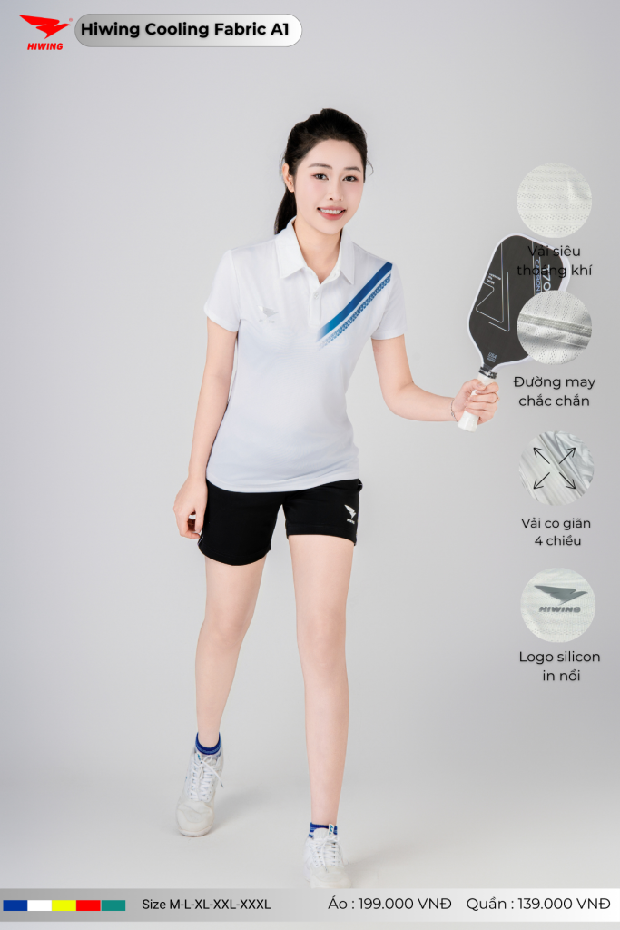 Áo Bóng Chuyền,Cầu Lông,Pickleball Hiwing Cooling Fabric A1 Nữ Màu Trắng New 2025 - Sỉ áo bóng ...