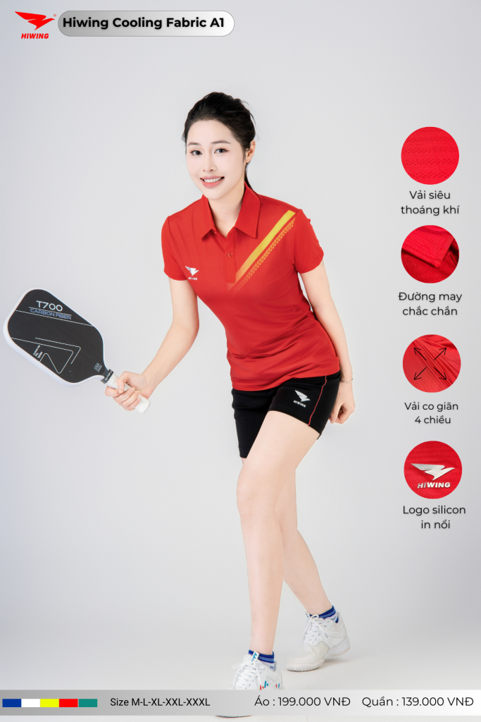 Áo Bóng Chuyền,Cầu Lông,Pickleball Hiwing Cooling Fabric A1 Nữ Màu Đỏ New 2025 - Sỉ áo bóng ...