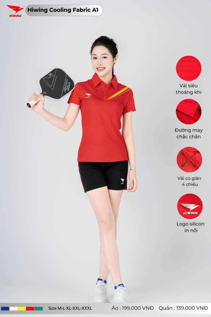 Áo Bóng Chuyền,Cầu Lông,Pickleball Hiwing Cooling Fabric A1 Nữ Màu Đỏ New 2025 - Sỉ áo bóng ...