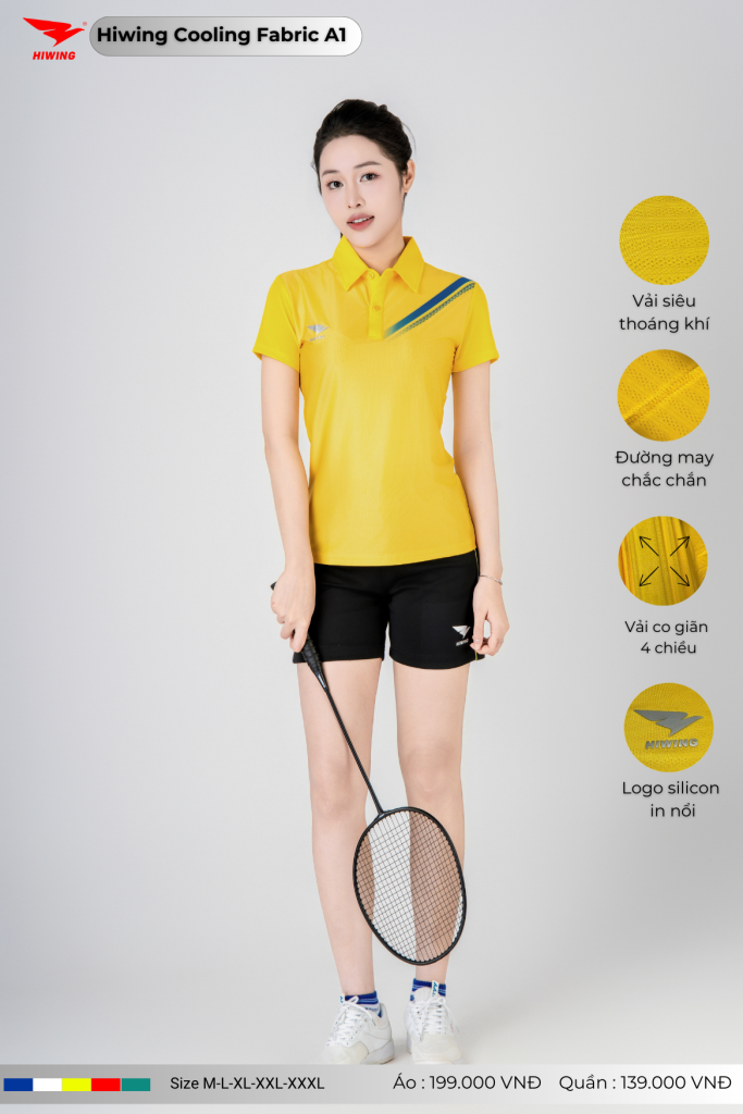 Áo Bóng Chuyền,Cầu Lông,Pickleball Hiwing Cooling Fabric A1 Nữ Màu Vàng New 2025 - Sỉ áo bóng ...