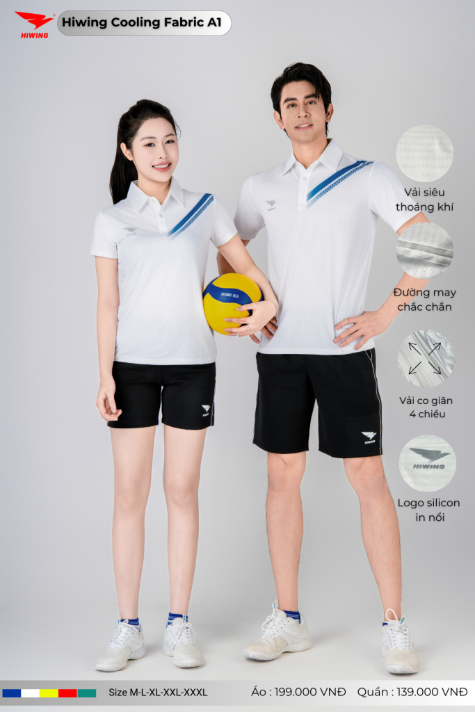 Áo Bóng Chuyền,Cầu Lông,Pickleball Hiwing Cooling Fabric A1 Nam Màu Trắng New 2025 - Sỉ áo bóng ...